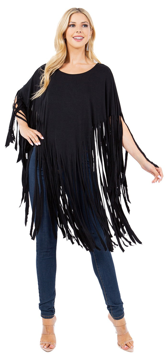 LONG FRINGE PONCHO TOP – SHOP KOKOMO UNLIMITED
